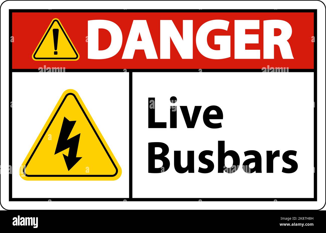 Danger Live Busbars Sign On White Background Stock Vector Image & Art ...