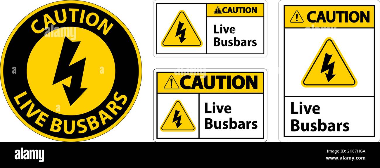 Caution Live Busbars Sign On White Background Stock Vector Image & Art ...