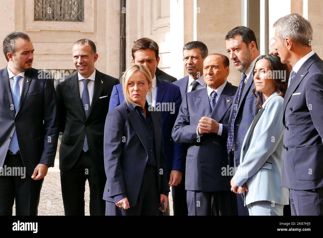 Rome, Italy. 21st Oct, 2022. Leaders of right-wing parties Giorgia ...