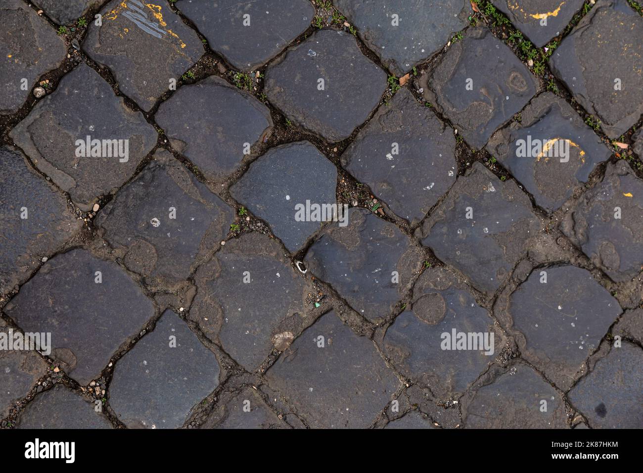 Texture of cobblestone street. Pattern of old avenue. Straight rows of ...