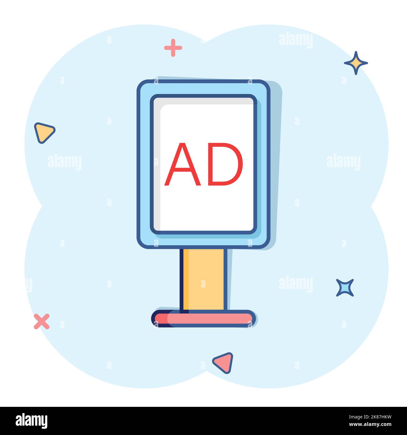 Billboard icon in comic style. Citylight display cartoon vector ...