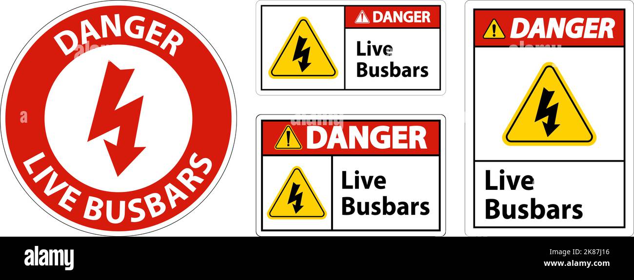 Danger Live Busbars Sign On White Background Stock Vector Image & Art ...