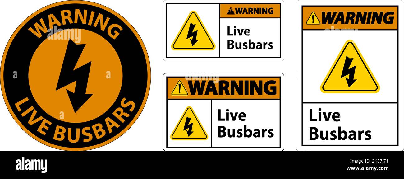 Warning Live Busbars Sign On White Background Stock Vector Image & Art ...