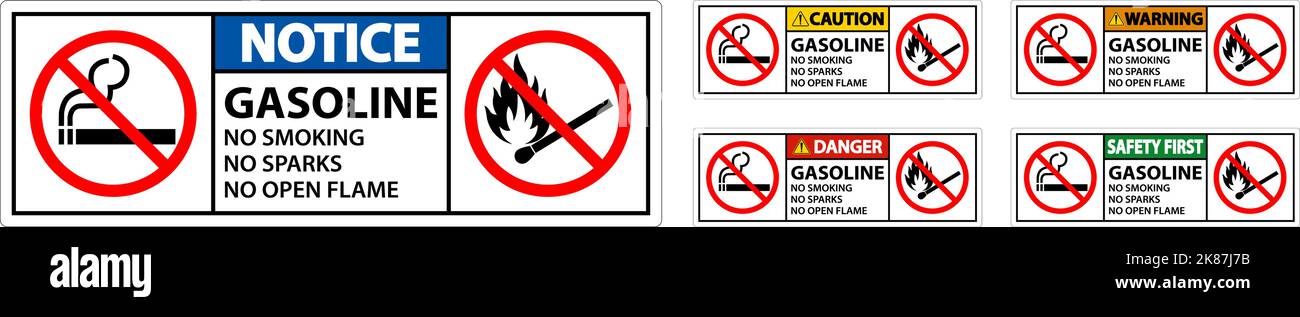 Gasoline No Smoking Sparks Or Open Flames Sign Stock Vector Image & Art ...
