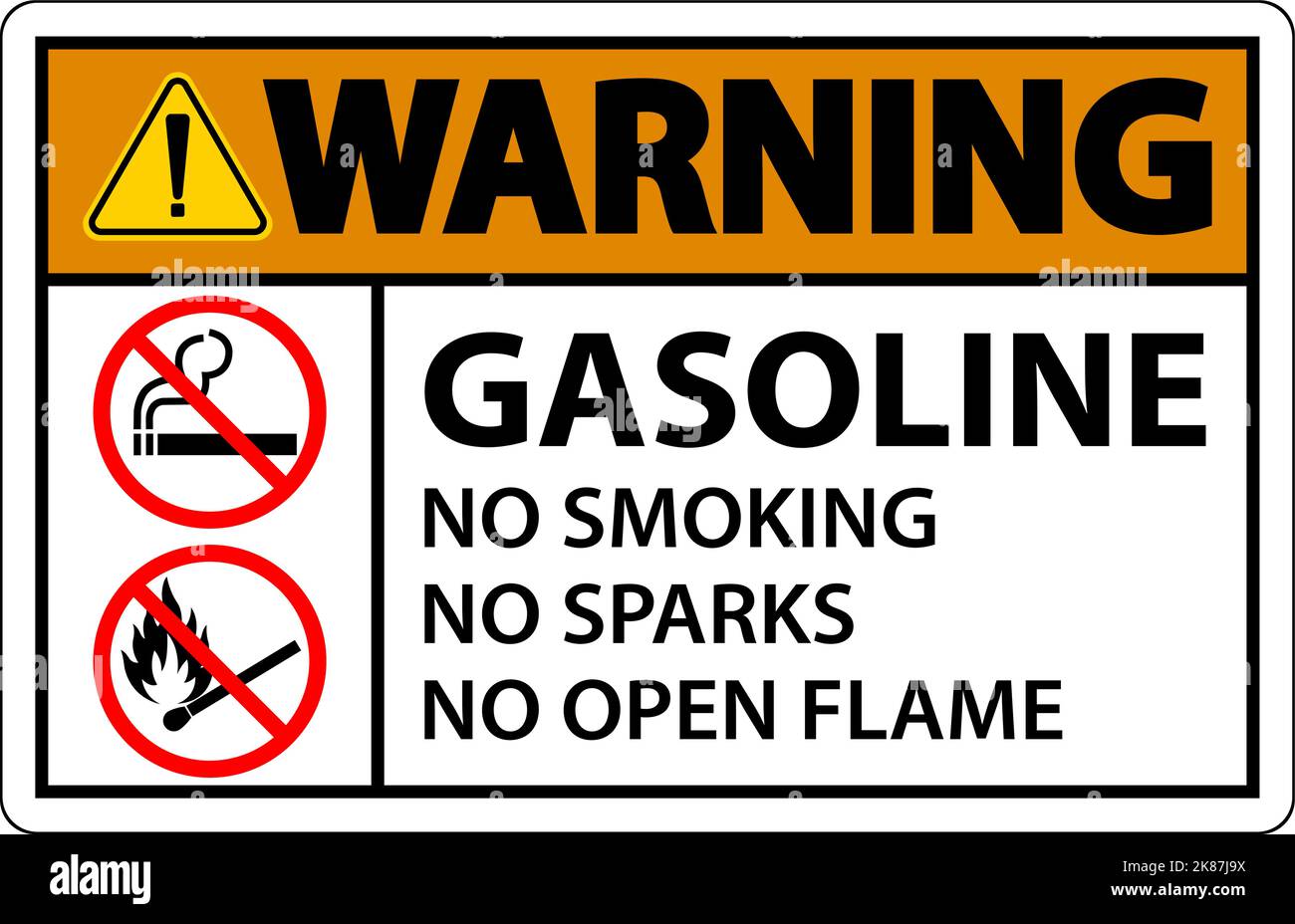Warning Gasoline No Smoking Sparks Or Open Flames Sign Stock Vector ...