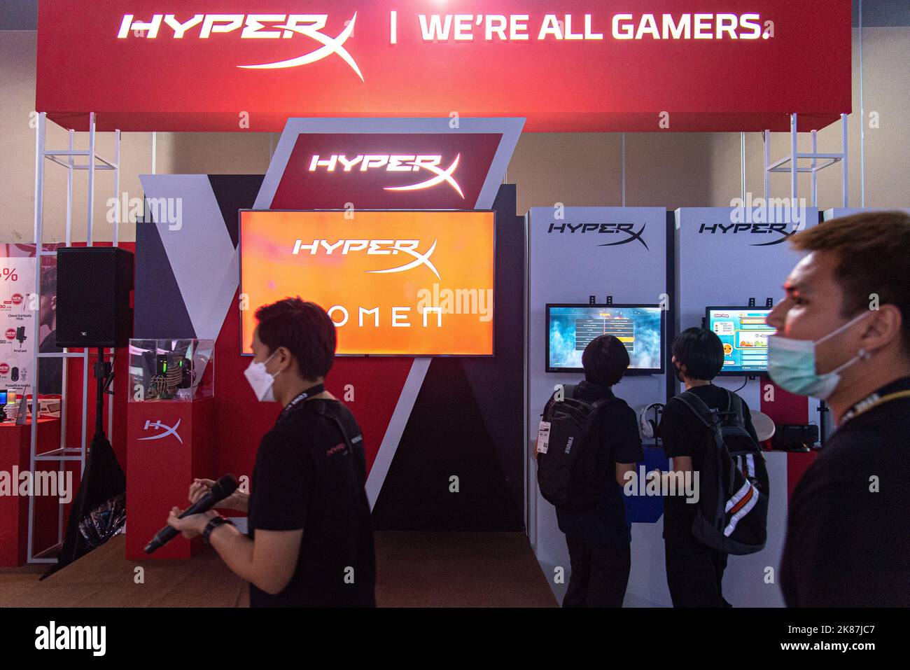 Visitors seen at a "Hyper" booth during the Thailand Game Show at Queen Sirikit National ...