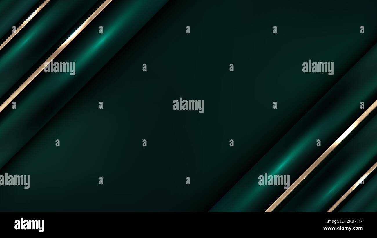 Banner template abstract elegant 3D realistic green and gold stripes ...