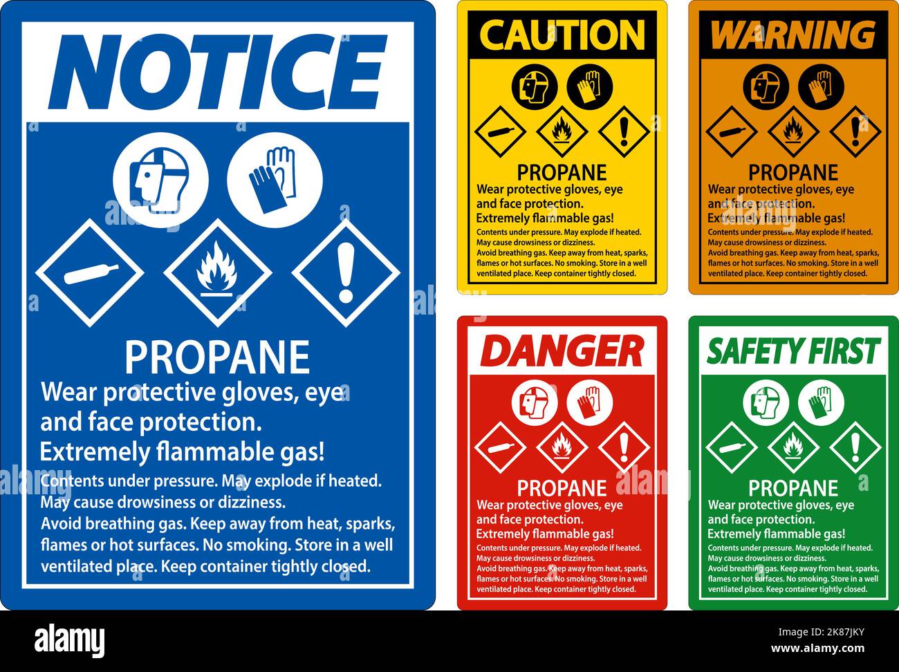 Danger Propane Flammable Gas PPE GHS Sign Stock Vector Image & Art - Alamy