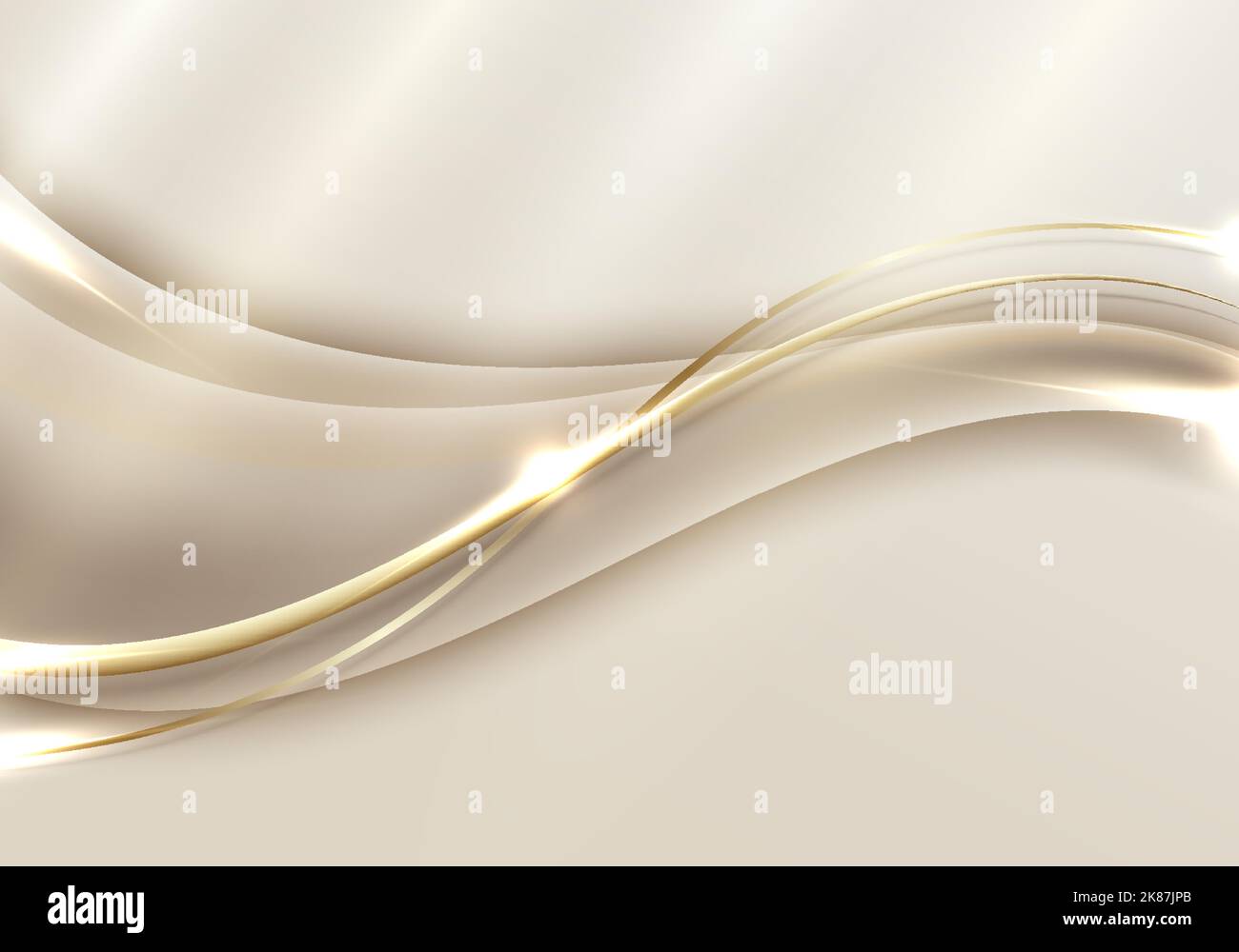 Abstract template 3D elegant golden wave shape with shiny gold line ...