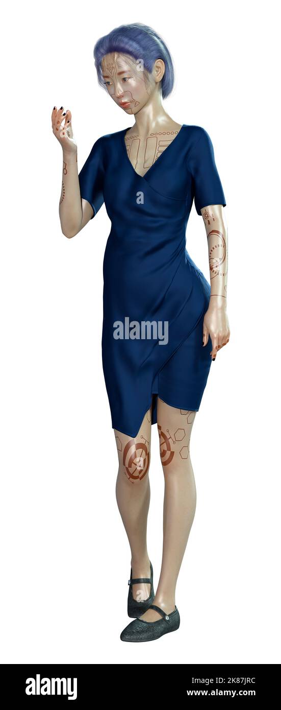 3D rendering of a female robot isolated on white background Stock Photo ...