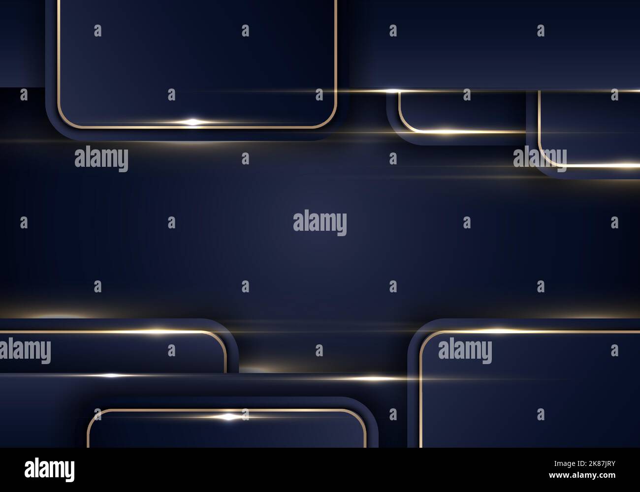 Abstract elegant template design blue squares geometric with golden ...