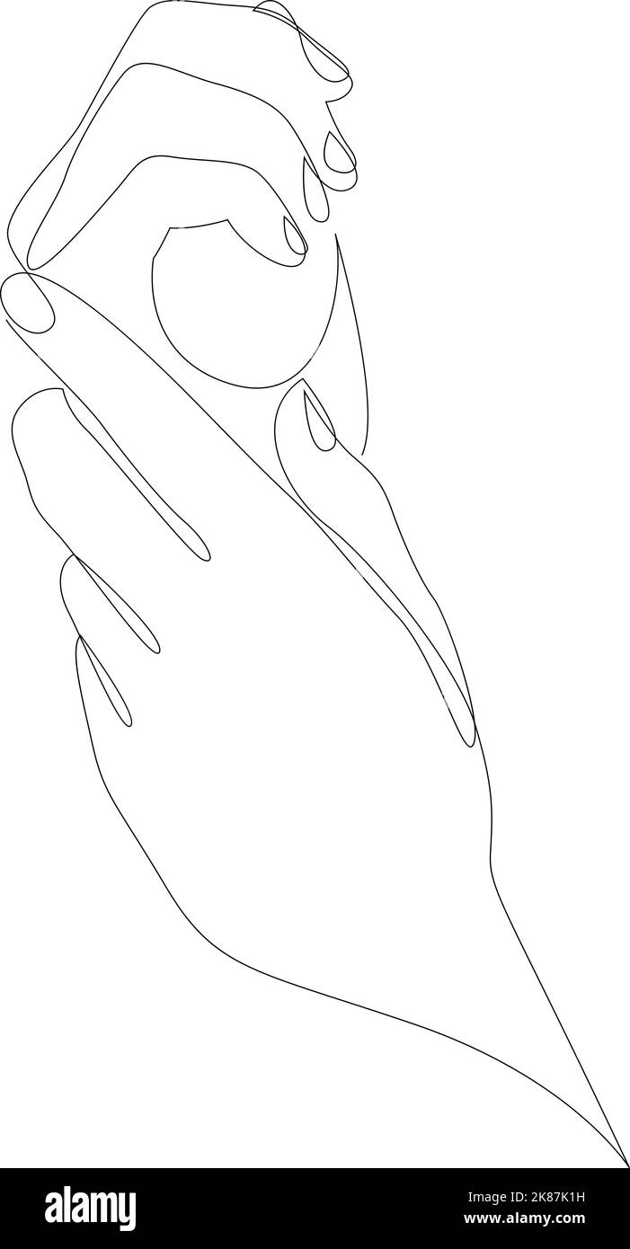 Female hands applying cream. Continuous one line drawing. Vector ...