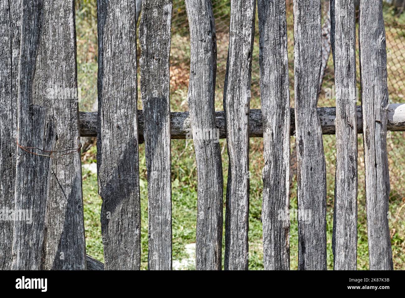 High quality old cracked wooden fence background. Wood texture. Front view with copy space Stock ...
