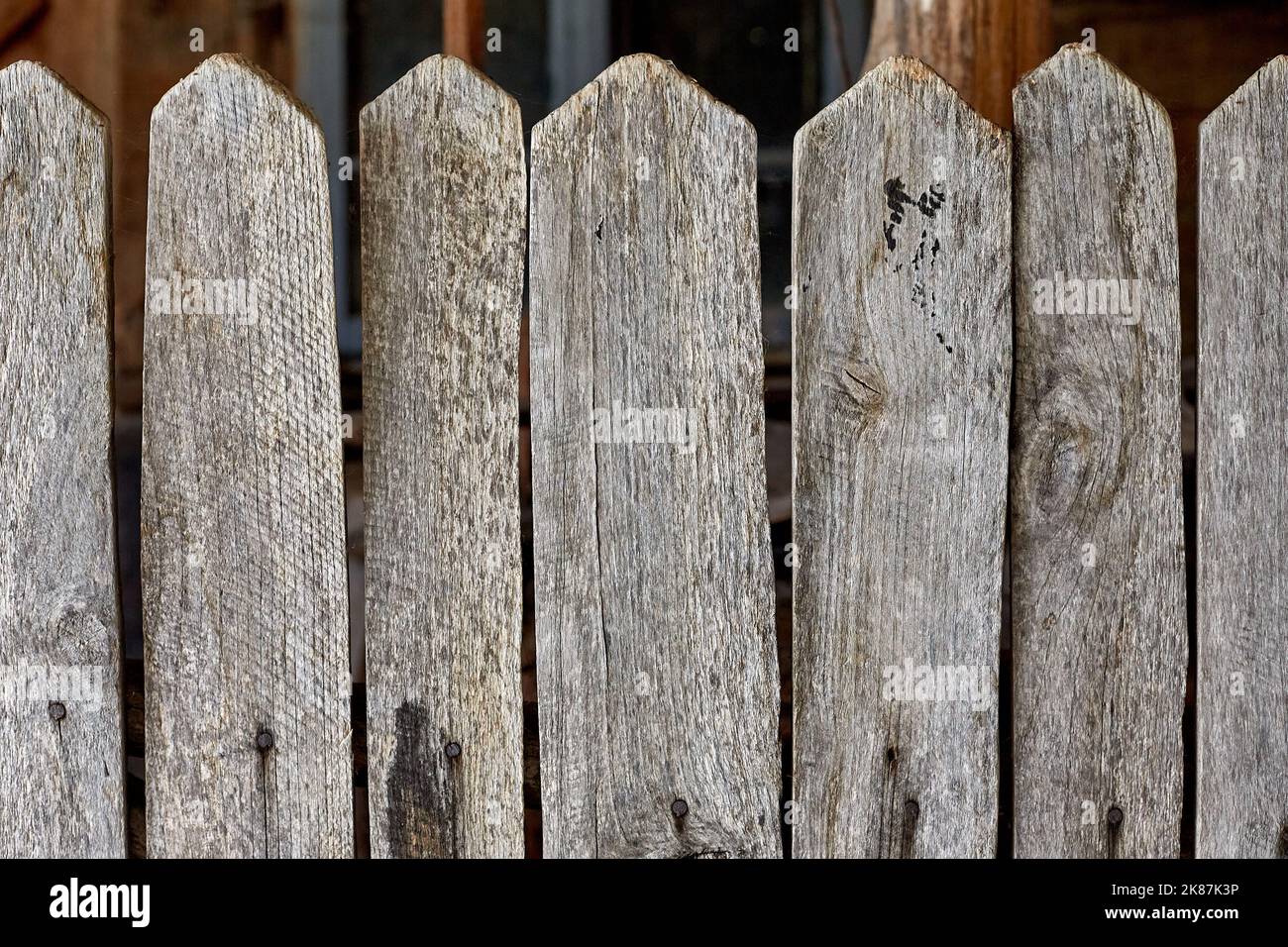 High quality old cracked wooden fence background. Wood texture. Front view with copy space Stock ...