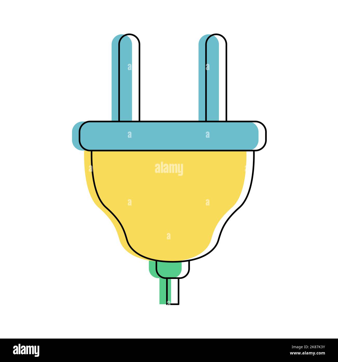 Flat line electric plug icon. Green energy charging symbol isolated on ...