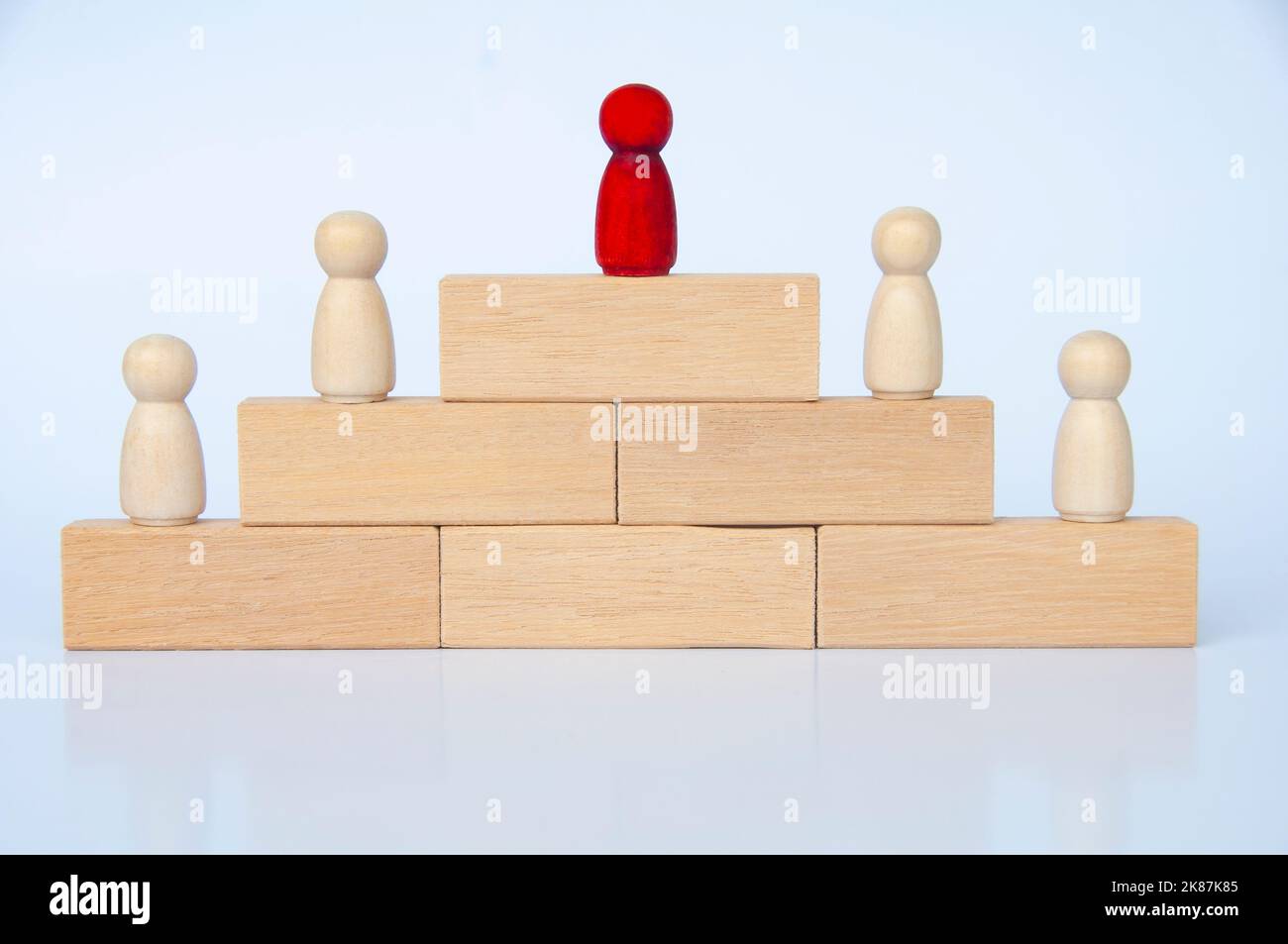 Winner and loser concept. Wooden people figure on top of wooden blocks ...