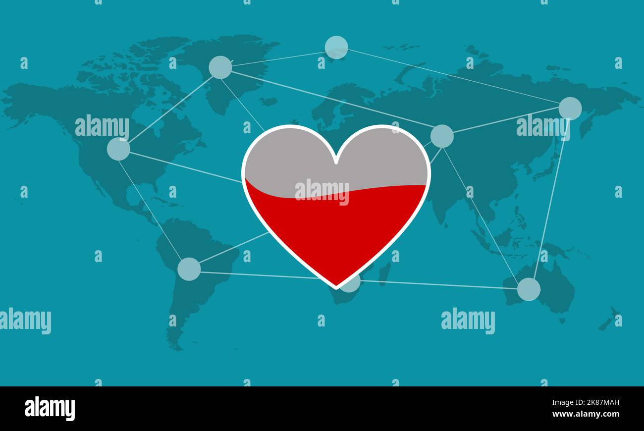 Blood Heart on World Map. Give Blood and Save Lives. Blood Donation and ...