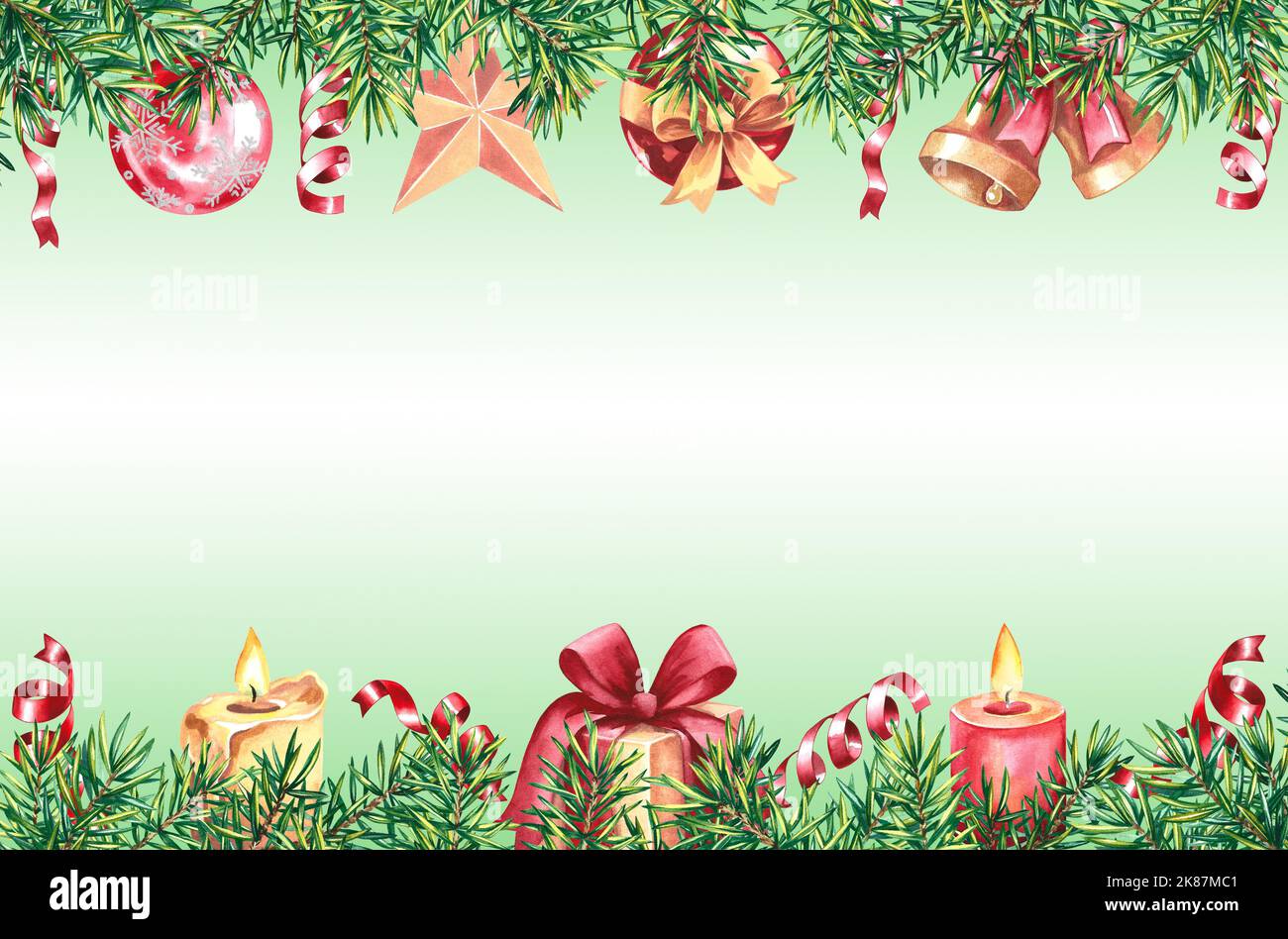 Festive Christmas card frame with Christmas tree and holiday ...