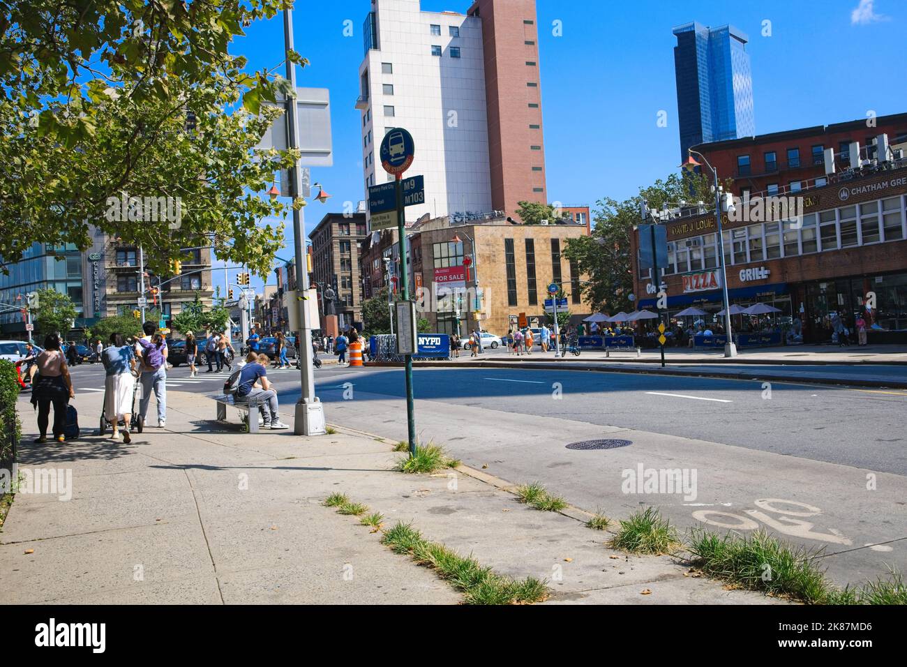New York, NY, USA - Oct 21, 2022: Chatham Square intersection of ...