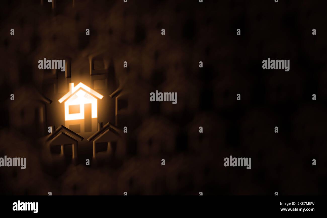 Shiny Home in a large Crowd Of Identical Houses. Bright Unique House ...