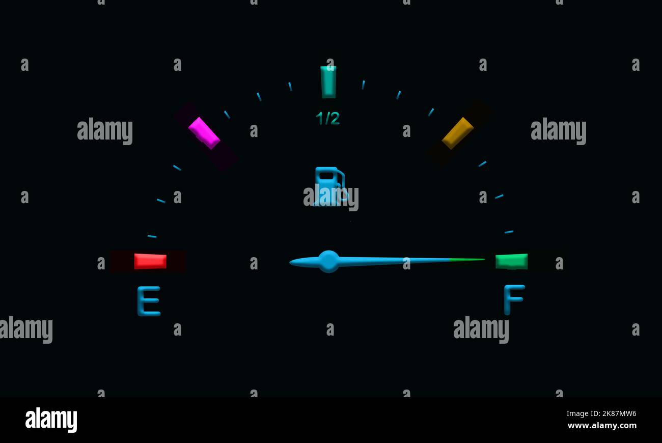 Fuel Gauge illustration on Black background. Fully Diesel indicator and ...