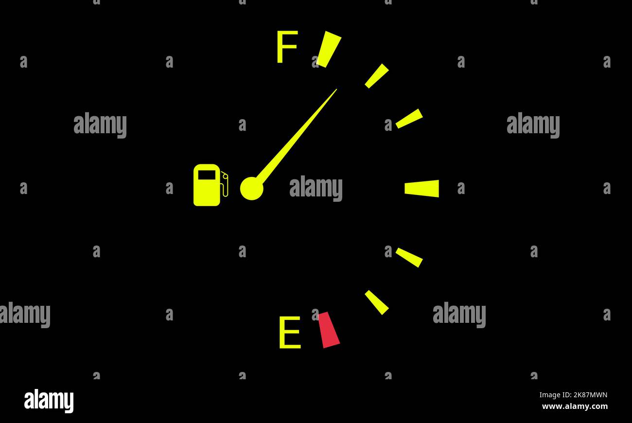 Fuel Gauge illustration on Black background. Fully Diesel indicator and ...