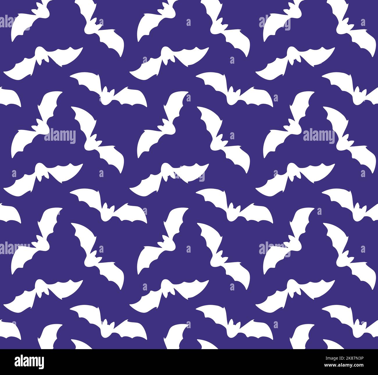 Vector seamless pattern of bat silhouette isolated on purple background ...