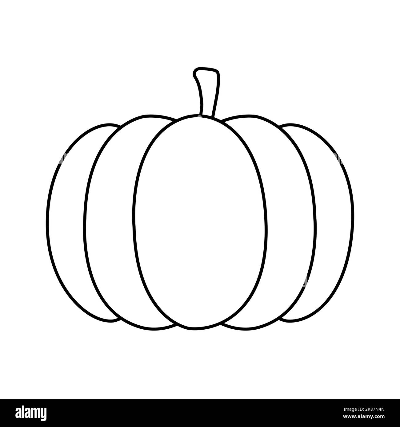 Vector flat hand drawn outline pumpkin isolated on white background ...