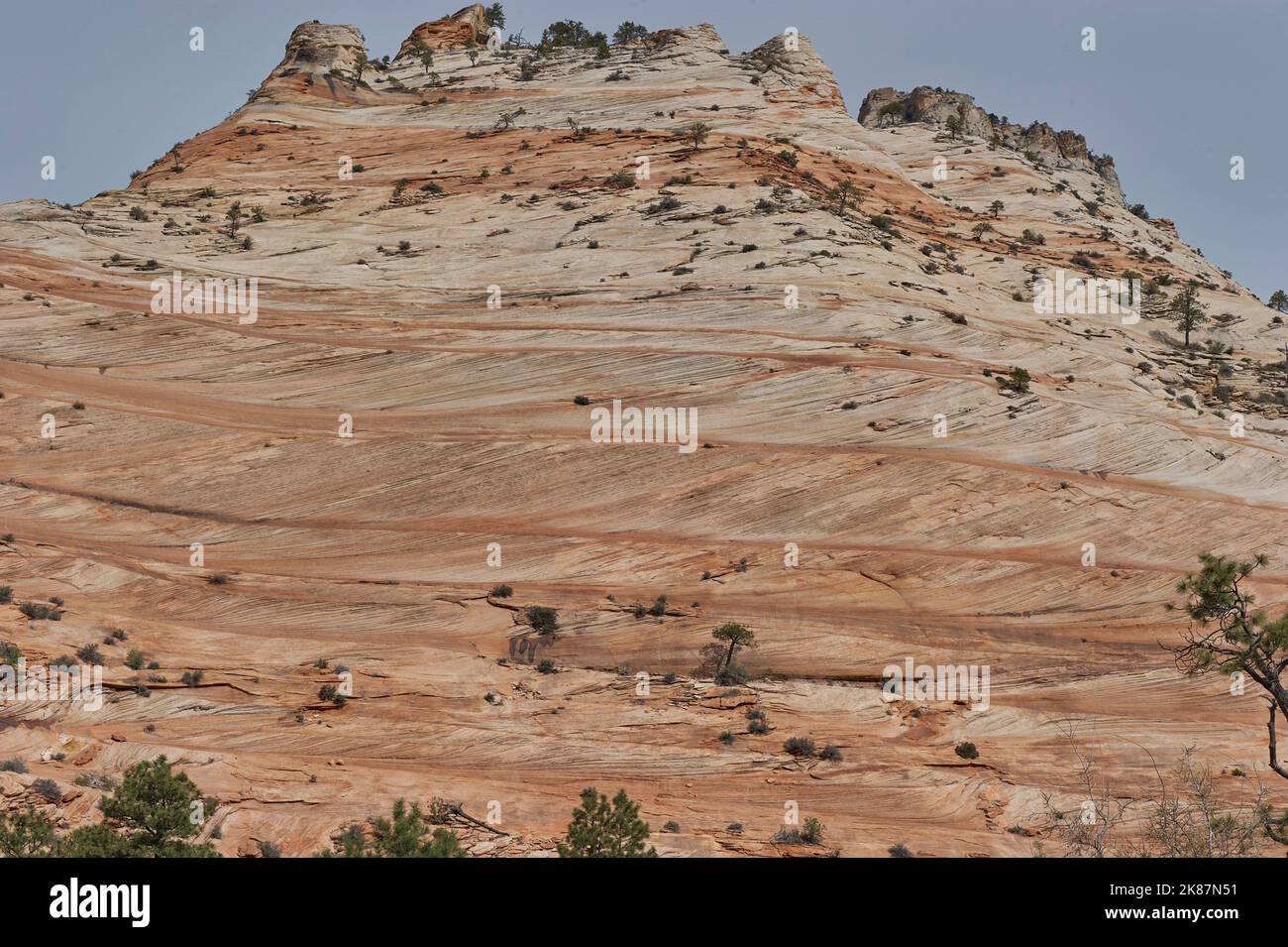 Utah USA. National Parks. Rock Formation looking up to summit Stock ...