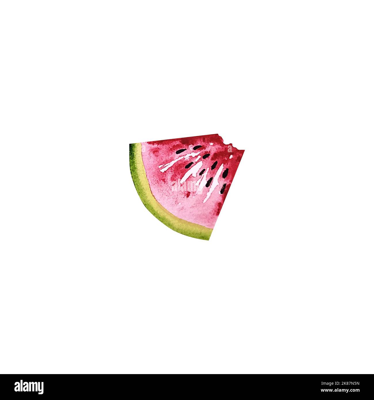 Stylized bitten juicy slice of watermelon. watercolor illustration ...