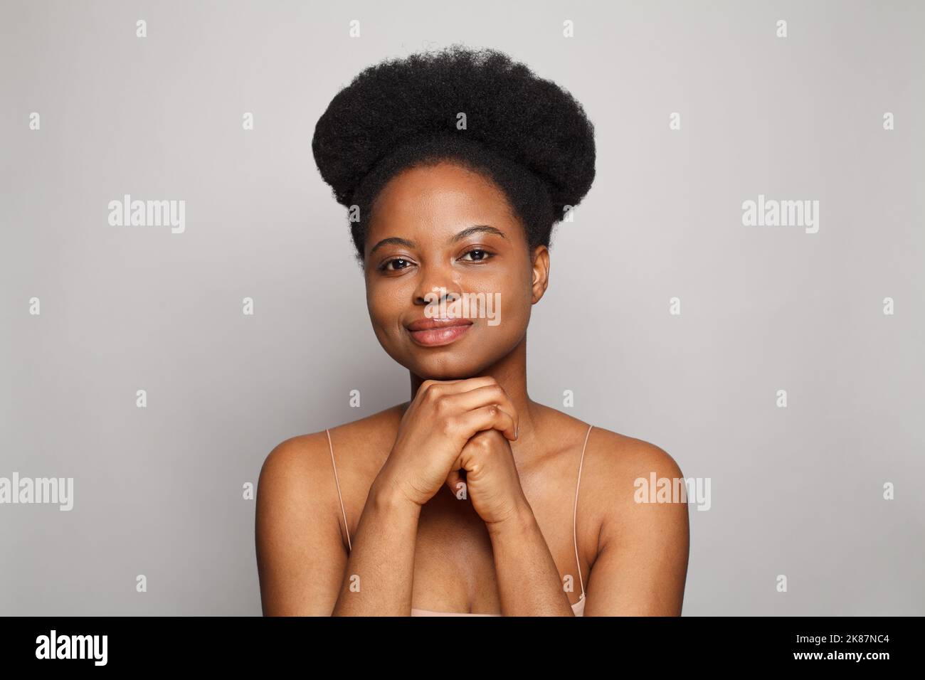 Pretty female model woman portrait on white background Stock Photo - Alamy