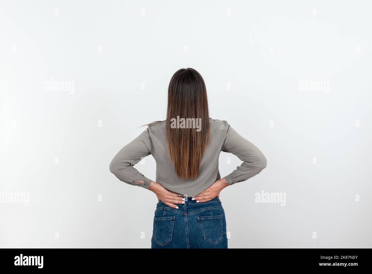 Woman Standing Backwards Coming Up With New Amazing Ideas ...