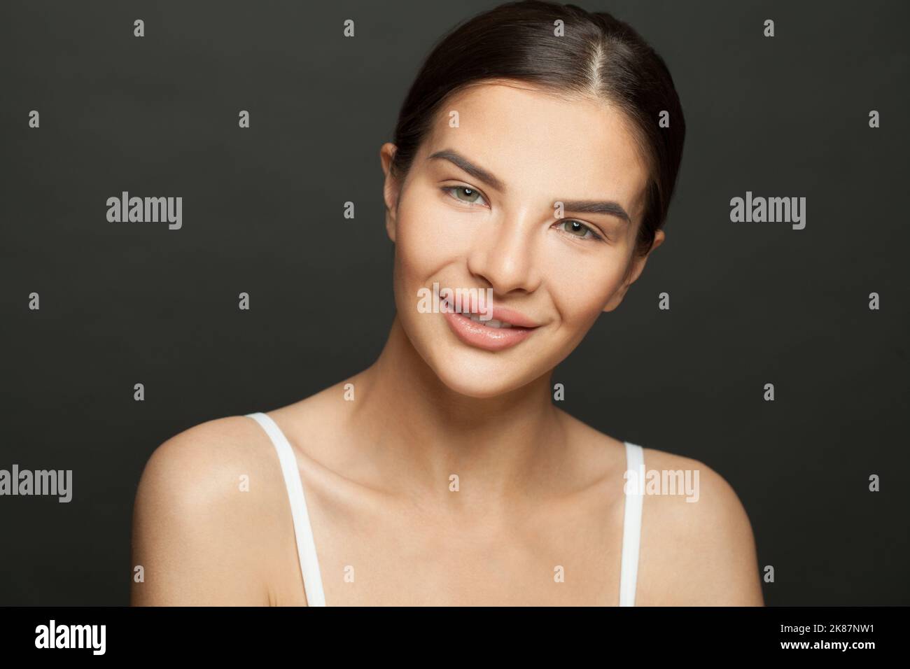 Healthy woman face. Clear skin, cute smile Stock Photo - Alamy