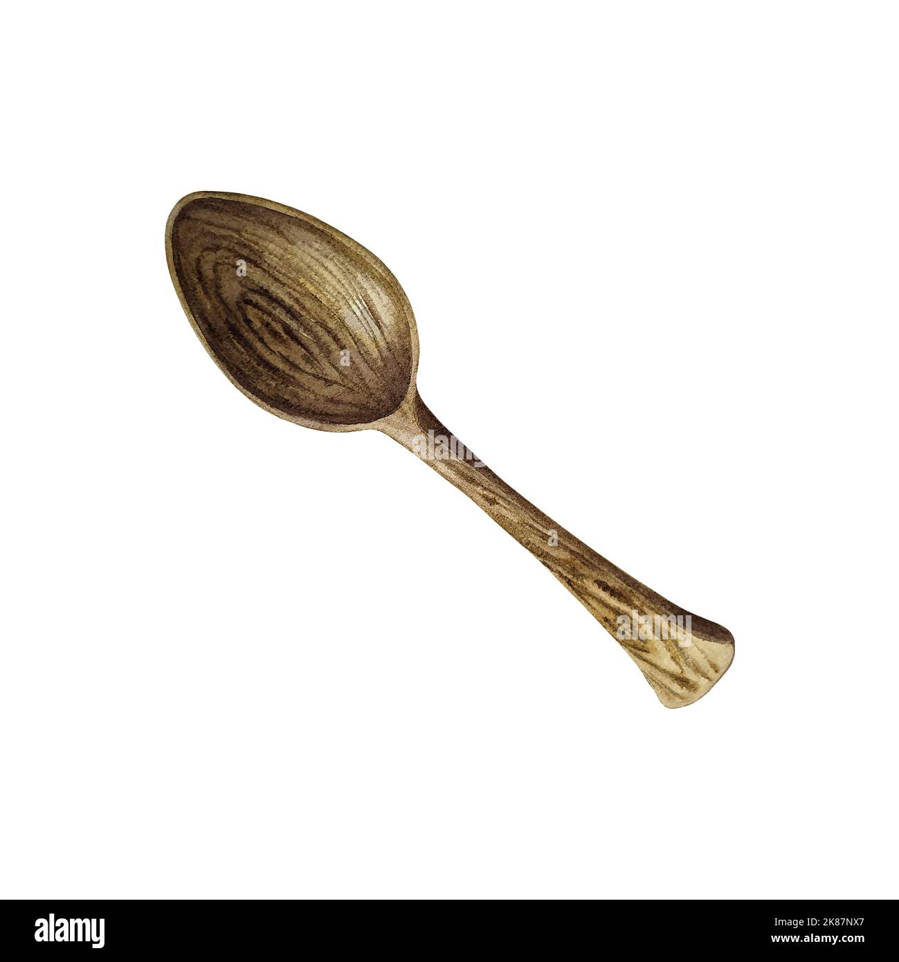 Wooden cooking spoon. Watercolor illustration. Isolate on white ...
