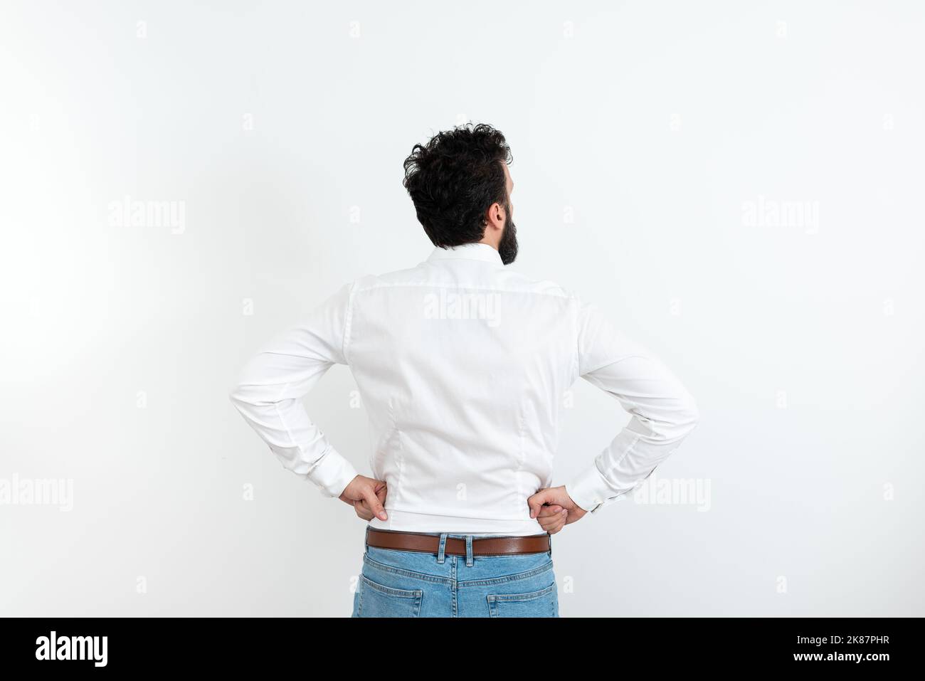 Man Standing Backwards Coming Up With New Amazing Ideas. Businessman ...