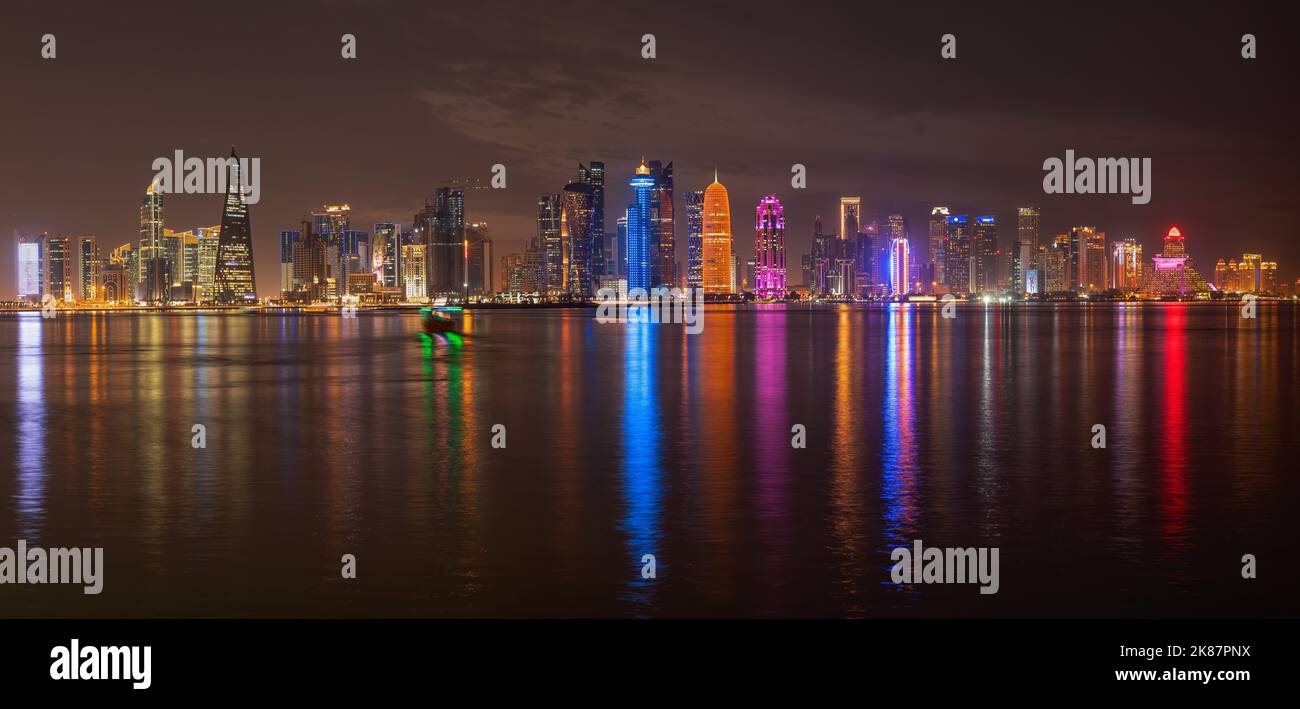 The Panoramic skyline of Doha city . Doha Buildings and landmark Stock ...
