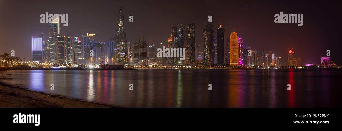 The Panoramic skyline of Doha city . Doha Buildings and landmark Stock ...