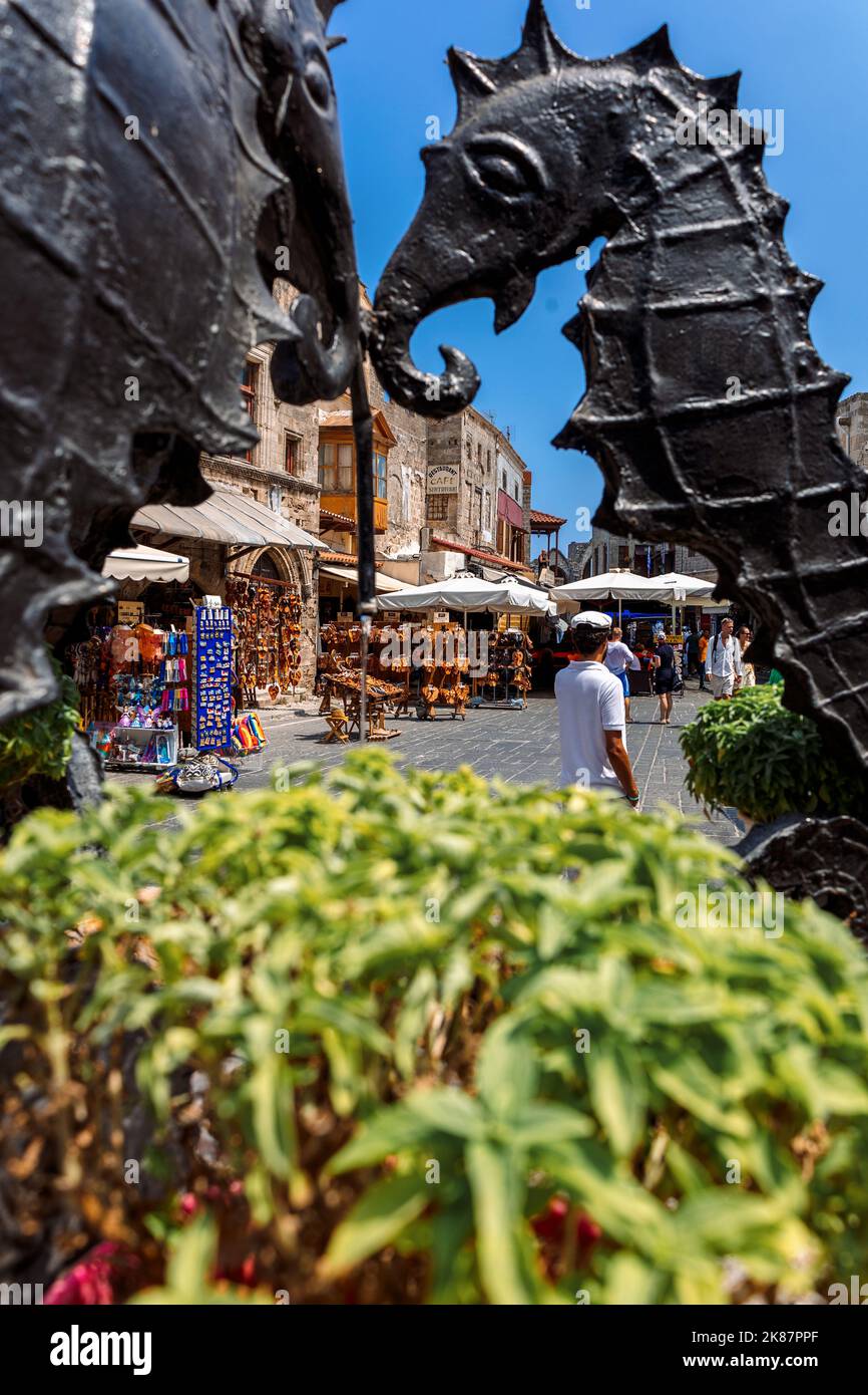 Rhodes, Greece - August 23, 2022: Narrow cobbled historical streets of ...