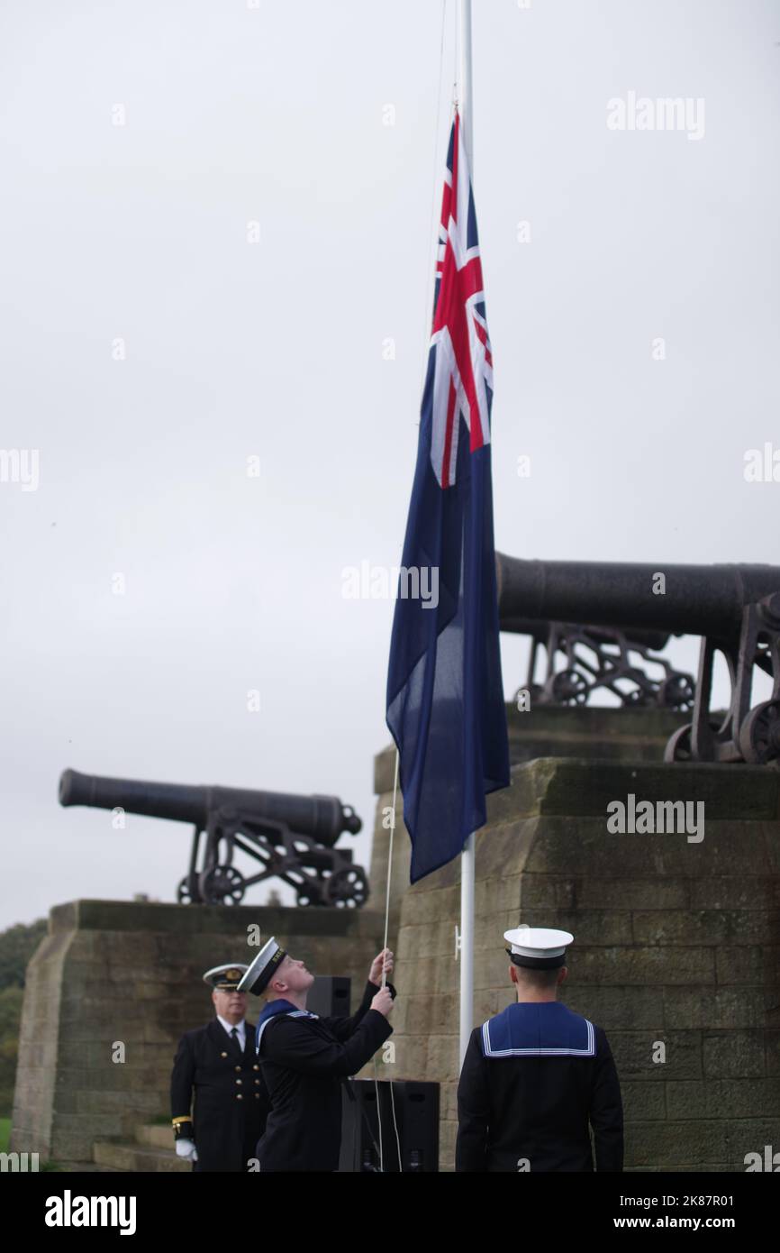 Tynemouth,UK. 21 October 2022. Crew members from HMS Collingwood ...