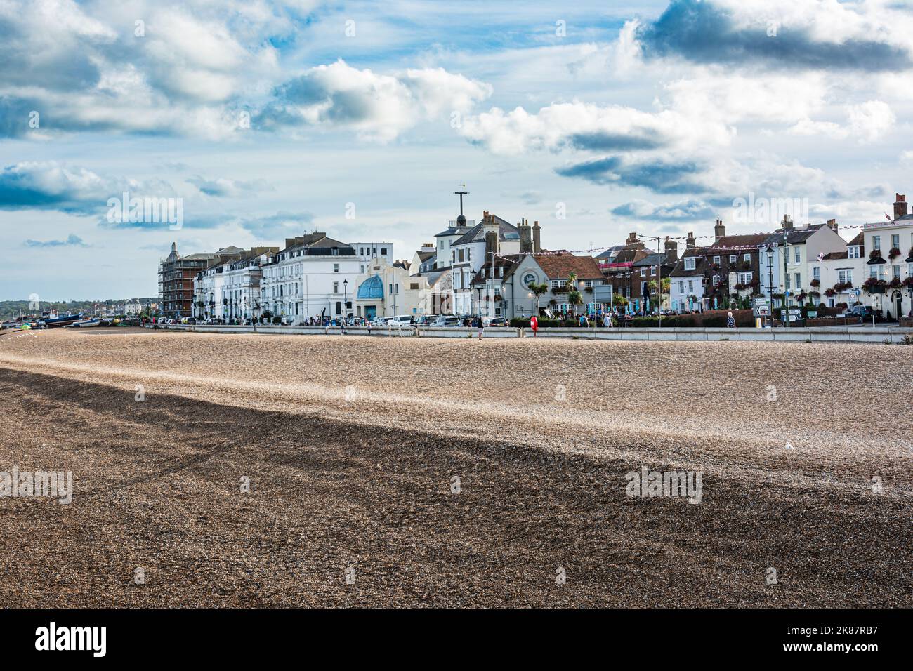 View of the town of Deal from the pebble beach, Kent, England, UK Stock ...