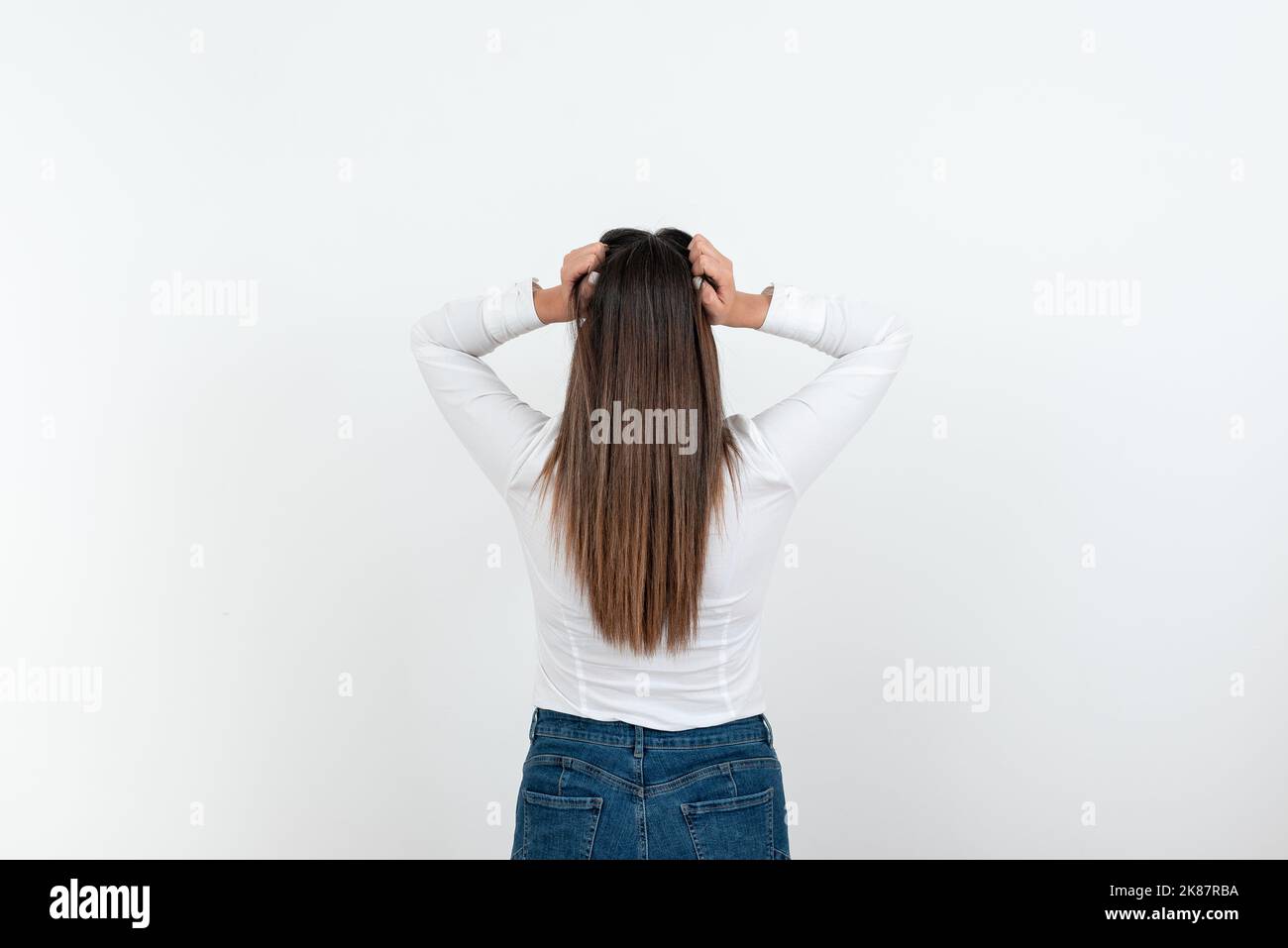 Woman Standing Backwards Coming Up With New Amazing Ideas ...