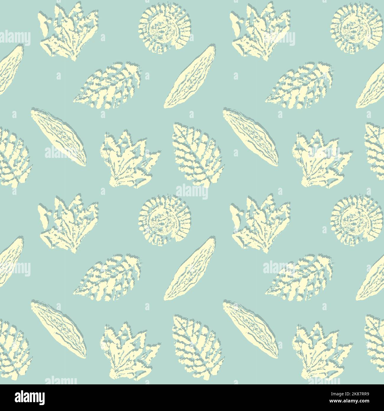 Autumn pattern imprint pumpkin leaf pods, stamp. Vector illustration ...