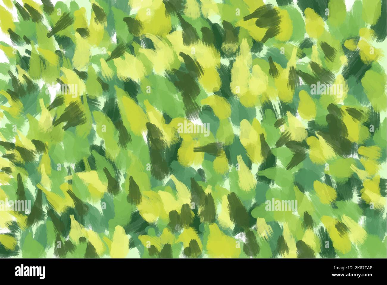 Background strokes of acrylic paint in green tones, camouflage, vector ...