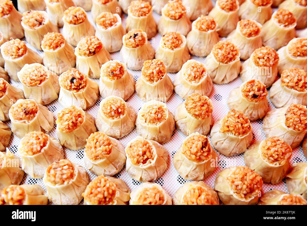 QINGDAO, CHINA - OCTOBER 21, 2022 - Semi-finished siew Sumai is seen at ...