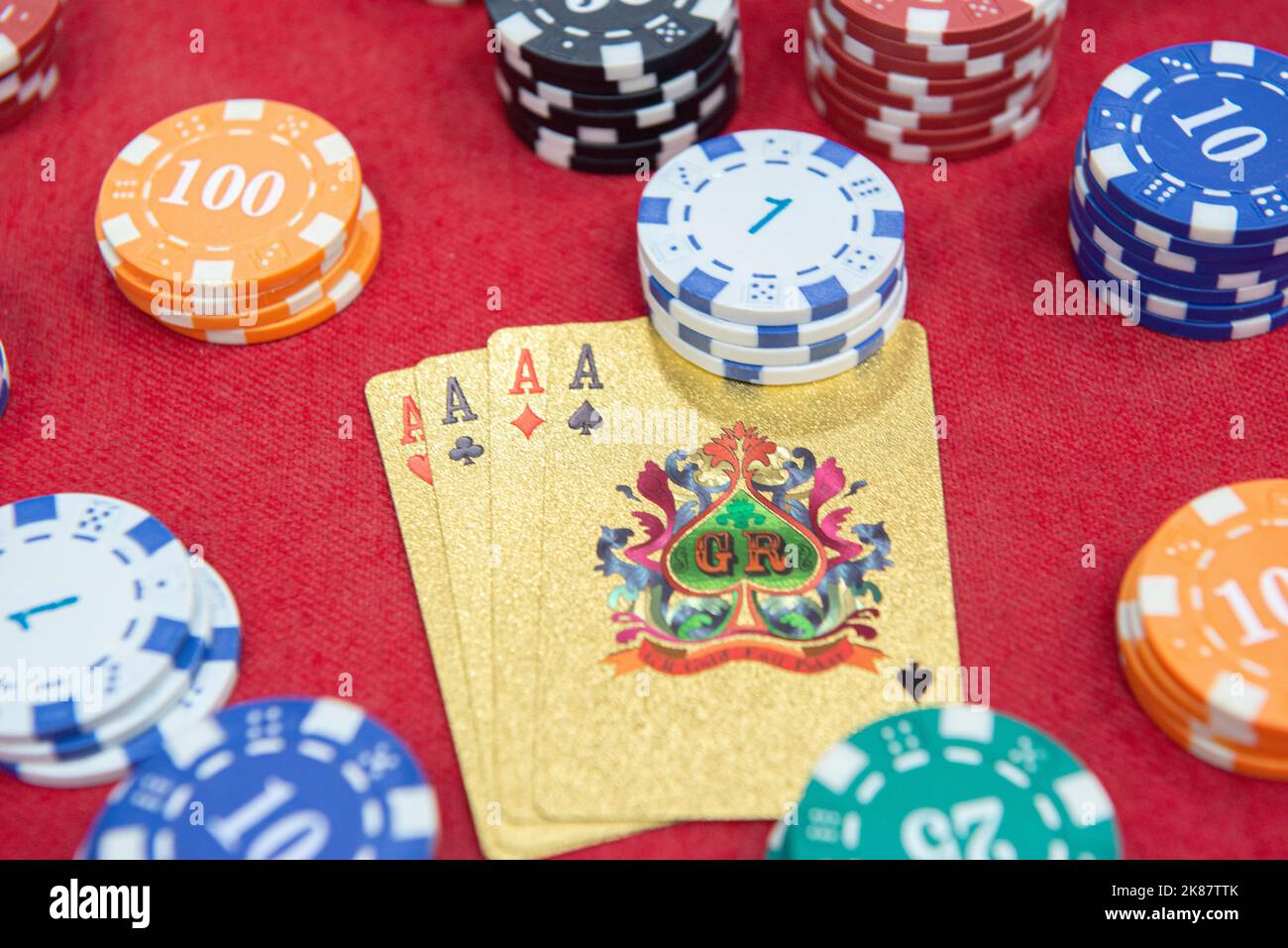 Four aces in hand cards hi-res stock photography and images - Alamy
