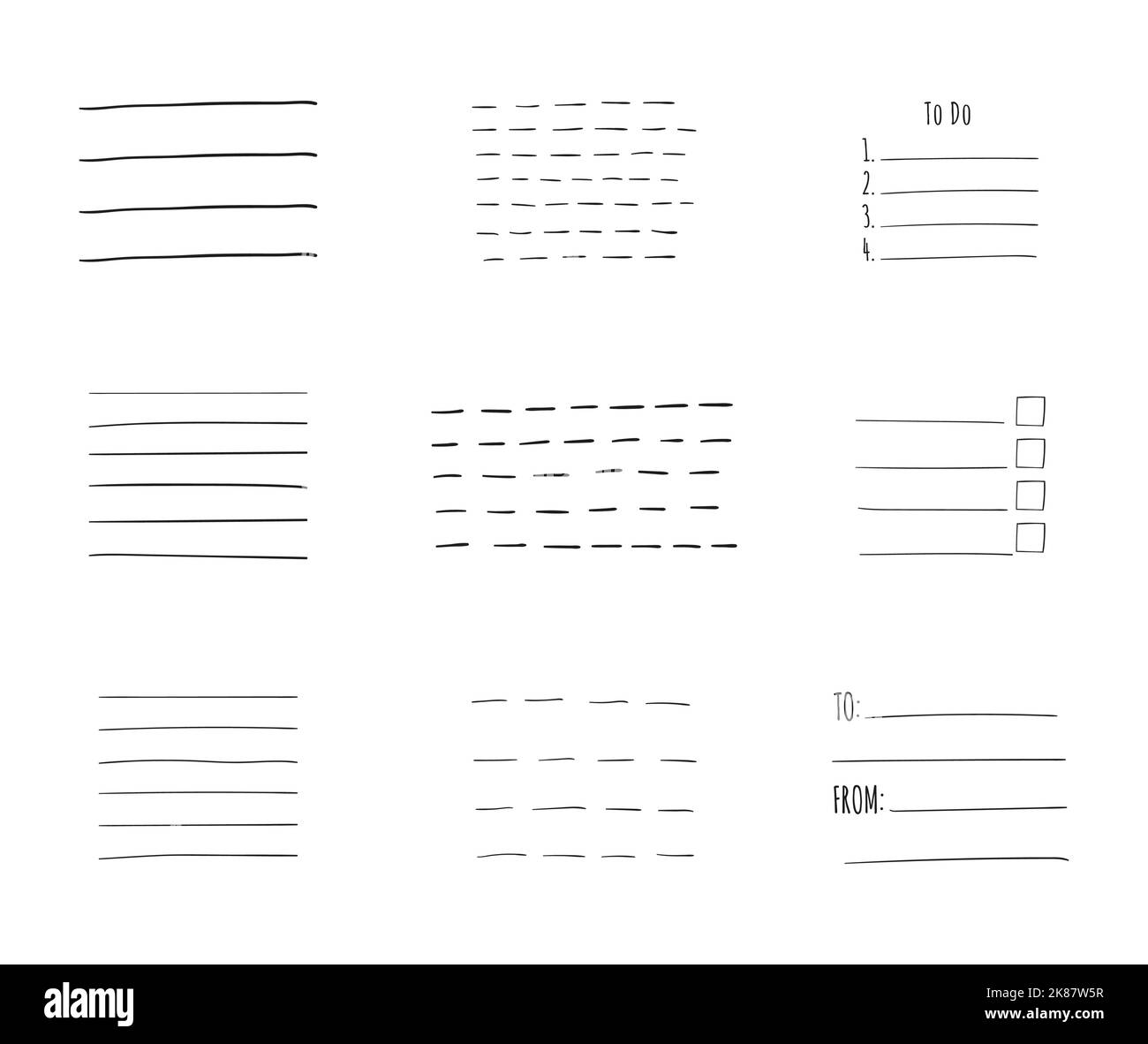 Set of vector horizontal lines. Marker hand-drawn line border set and ... Set of vector horizontal lines. Marker hand-drawn line border set and ...