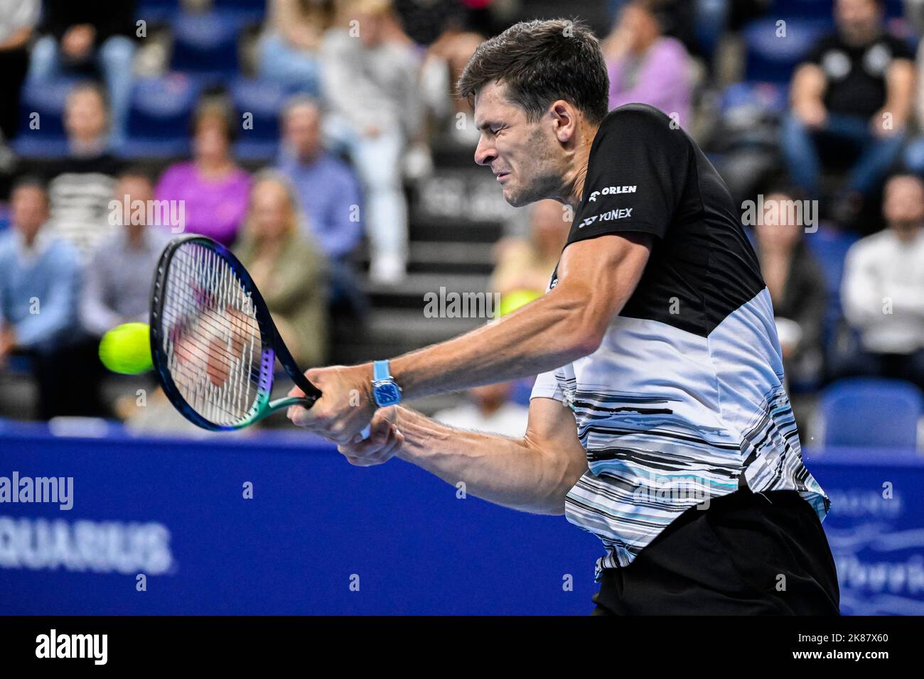 Polish Hubert Hurkacz pictured in action during the men's single ...