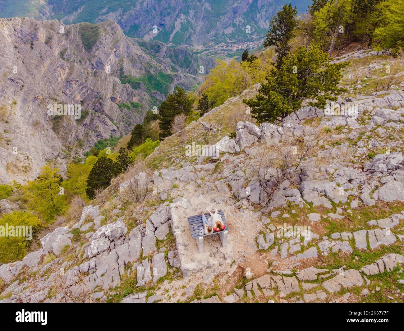 Happy family on background of Breathtaking panoramic view of the Grlo ...