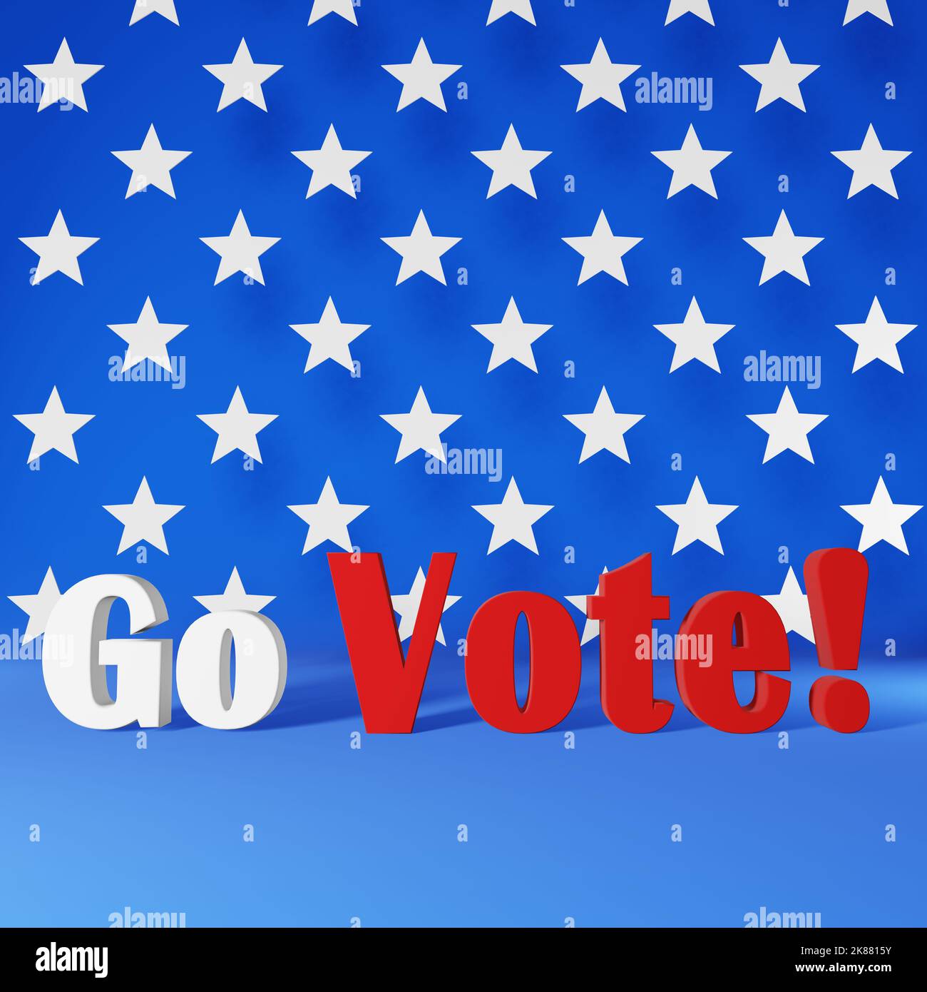 Go Vote sign 3d rendering USA national flag stars blue background ...