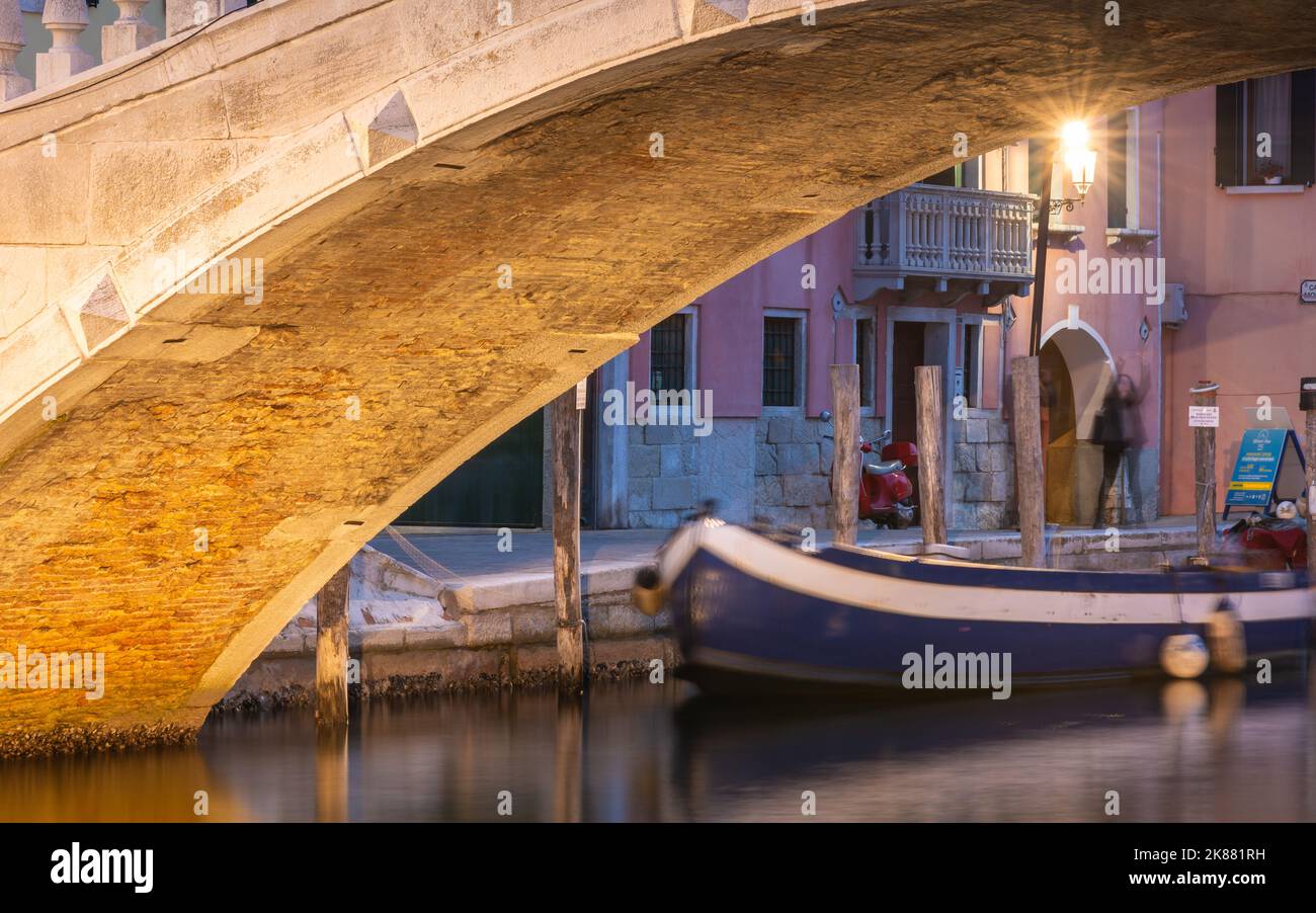 The Vigo bridge in historic centre of Chioggia city, Venetian lagoon ...
